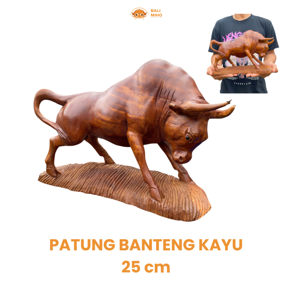 Jual Patung Banteng Kayu Ukuran 25 cm - Patung Banteng - Patung Kerbau ...