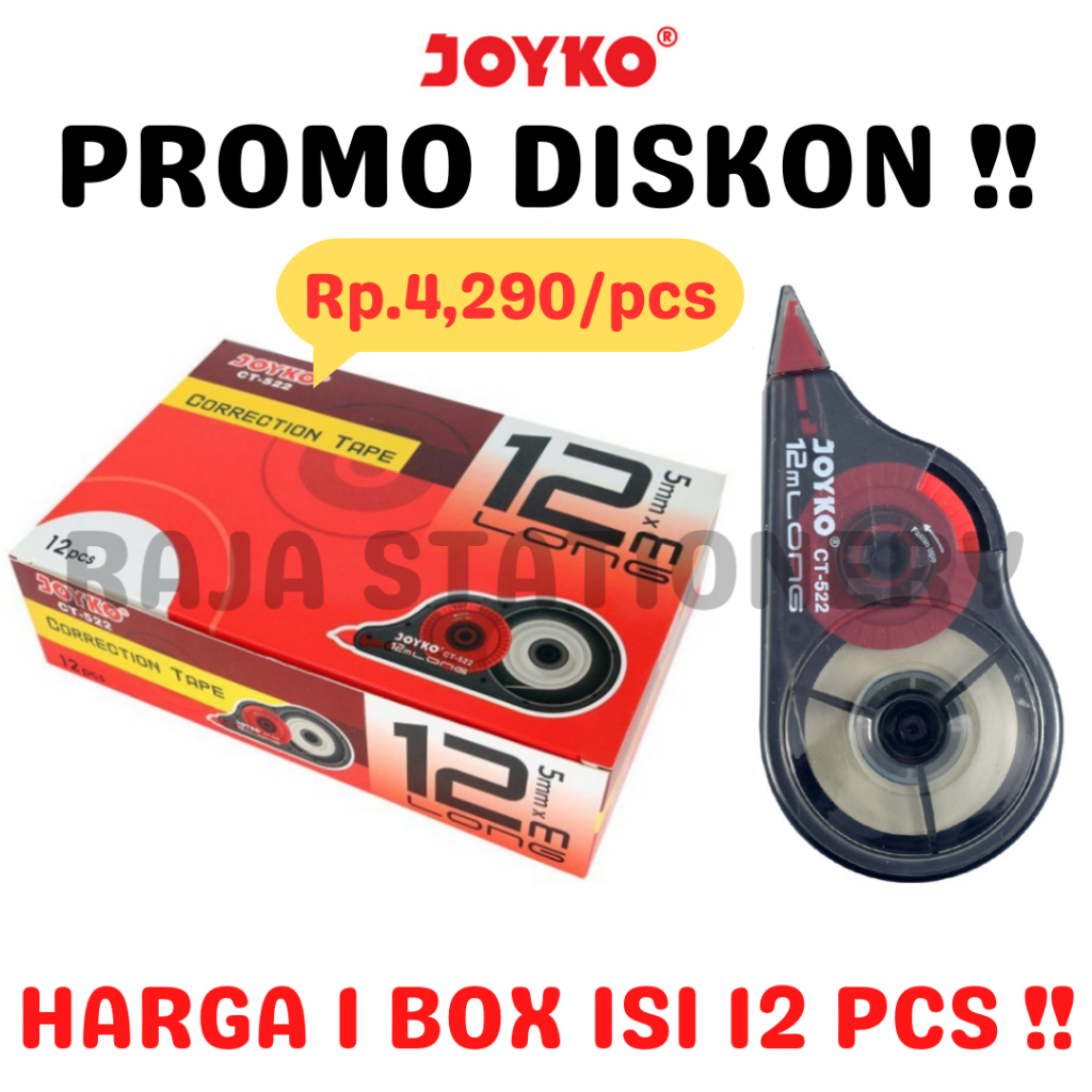 Jual JOYKO CORRECTION TAPE 12M CT522 TIPEX KERTAS JOYKO TIPX TIP X CT ...