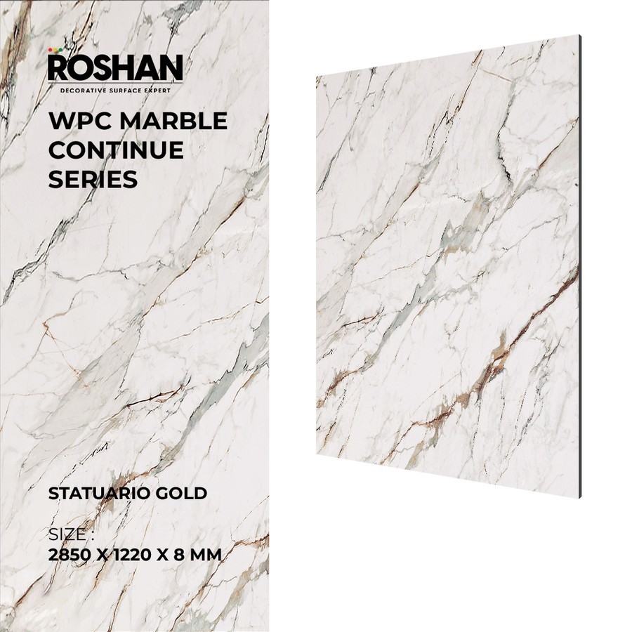 Jual Wallboard Roshan Motif Marmer Tebal 8mm / Papan Dinding Panel ...