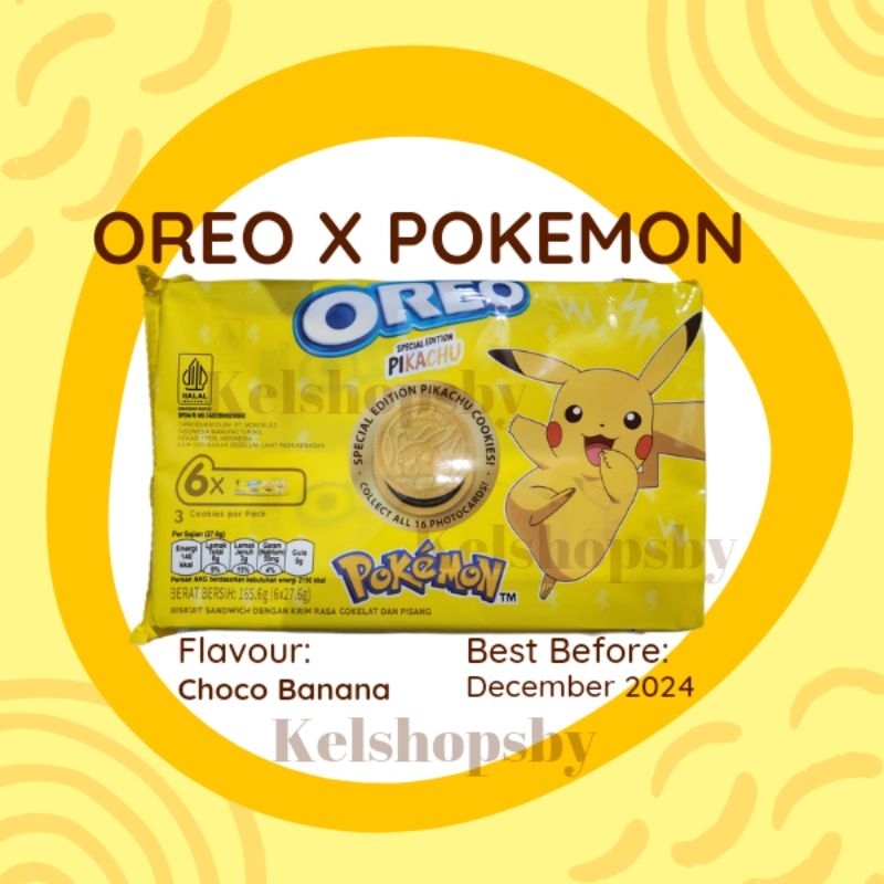Jual OREO X POKEMON LIMITED EDITION CHOCO BANANA 248.6gr isi 6 pack isi ...