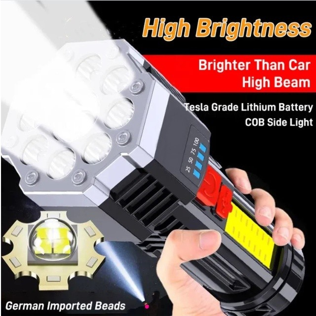 Jual Lampu Senter LED 9 Mata + P900 COB Super Terang / Emergency ...
