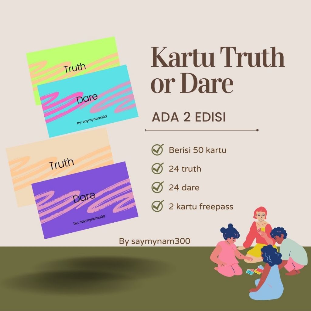 Jual Kartu Truth or Dare by Saymynam300 | TOD card | Kartu main bareng ...