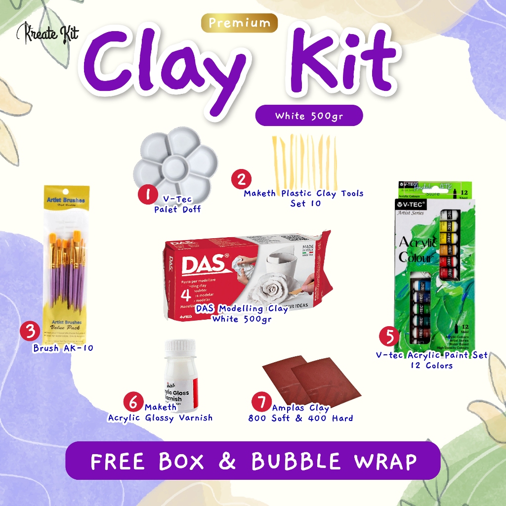 Jual Diy Clay Kit Set Lengkap Premium 500 Gr & 1 Kg Kerajinan Tanah ...