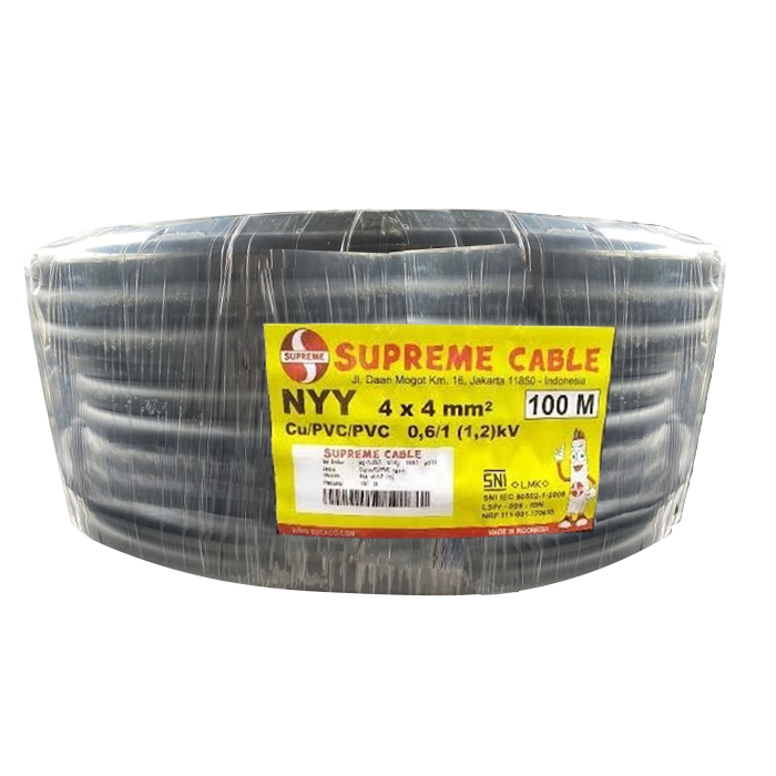 Jual Kabel Listrik Tufur NYY 4x4 ISI 4 / 4 MM Supreme Lidi Kawat Tembaga Hitam 50 Meter 50M ...