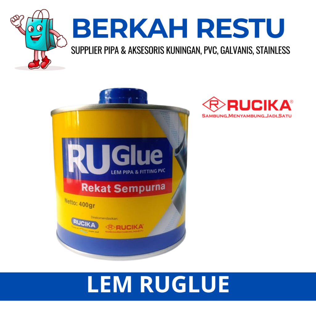 Jual Lem PVC Kaleng RUGLUE Rucika 400 gr | Shopee Indonesia
