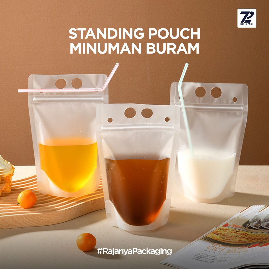 Jual Standing Pouch Minuman Buram | Plastik Ziplock Klip Minuman| Stand ...