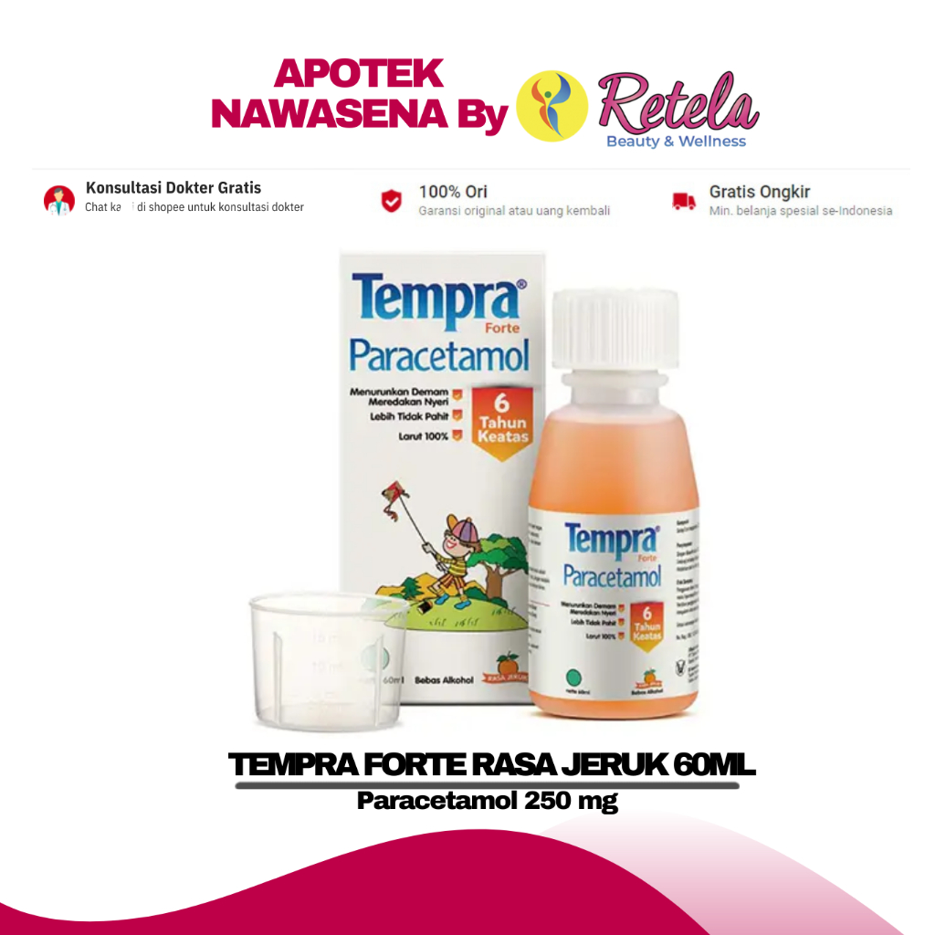 Jual TEMPRA FORTE RASA JERUK 60ML / PARACETAMOL / DEMAM / PEREDA NYERI ...