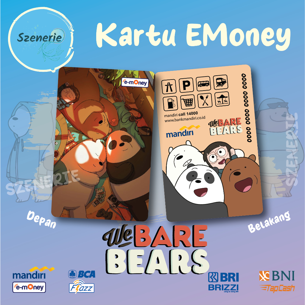 Jual Emoney Seri We Bare Bears Flazz gen 2 Kartu E-money Mandiri BCA Tapcash BNI Brizzi BRI NFC ...