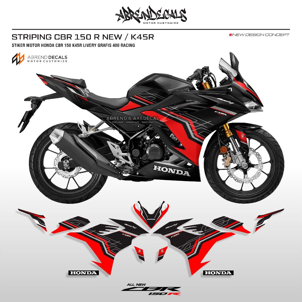 Jual Striping CBR 150 R New K45R Livery Grafis 400 Racing / Stiker Motor Honda CBR 150R Tahun ...