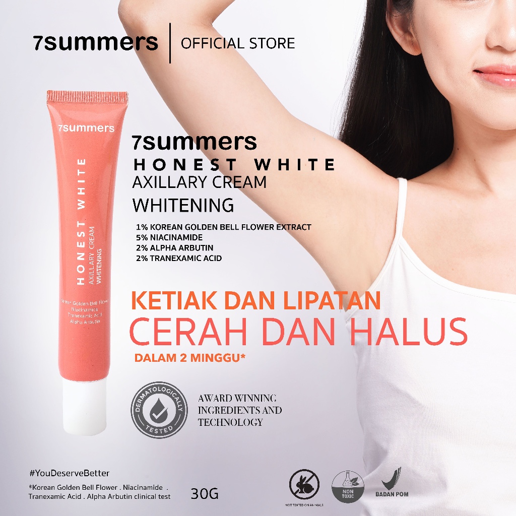 Jual 7SUMMERS Honest White Axillary Cream Whitening Smoothing Pemutih ...