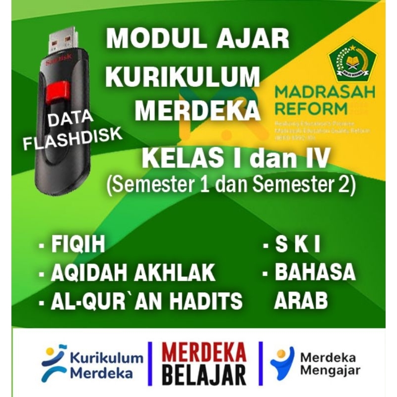 Jual Perangkat Modul Ajar Flashdisk isi 5 Mata Pelajaran - MI Kelas I ...