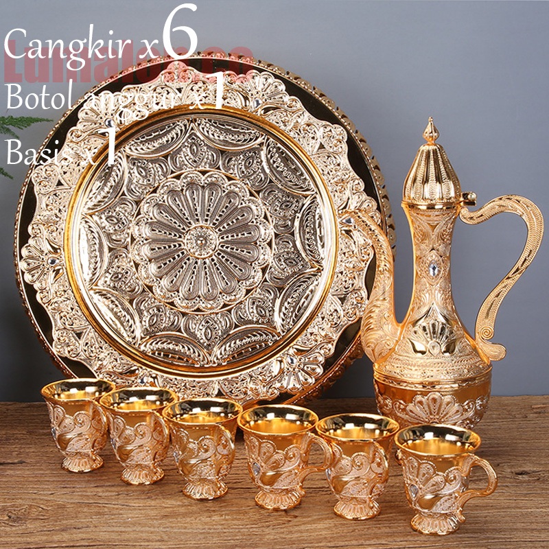 Jual 8pcs/Set Teko Arab Aladin Gold Gelas Anggur Emas Antik, Ornamen ...