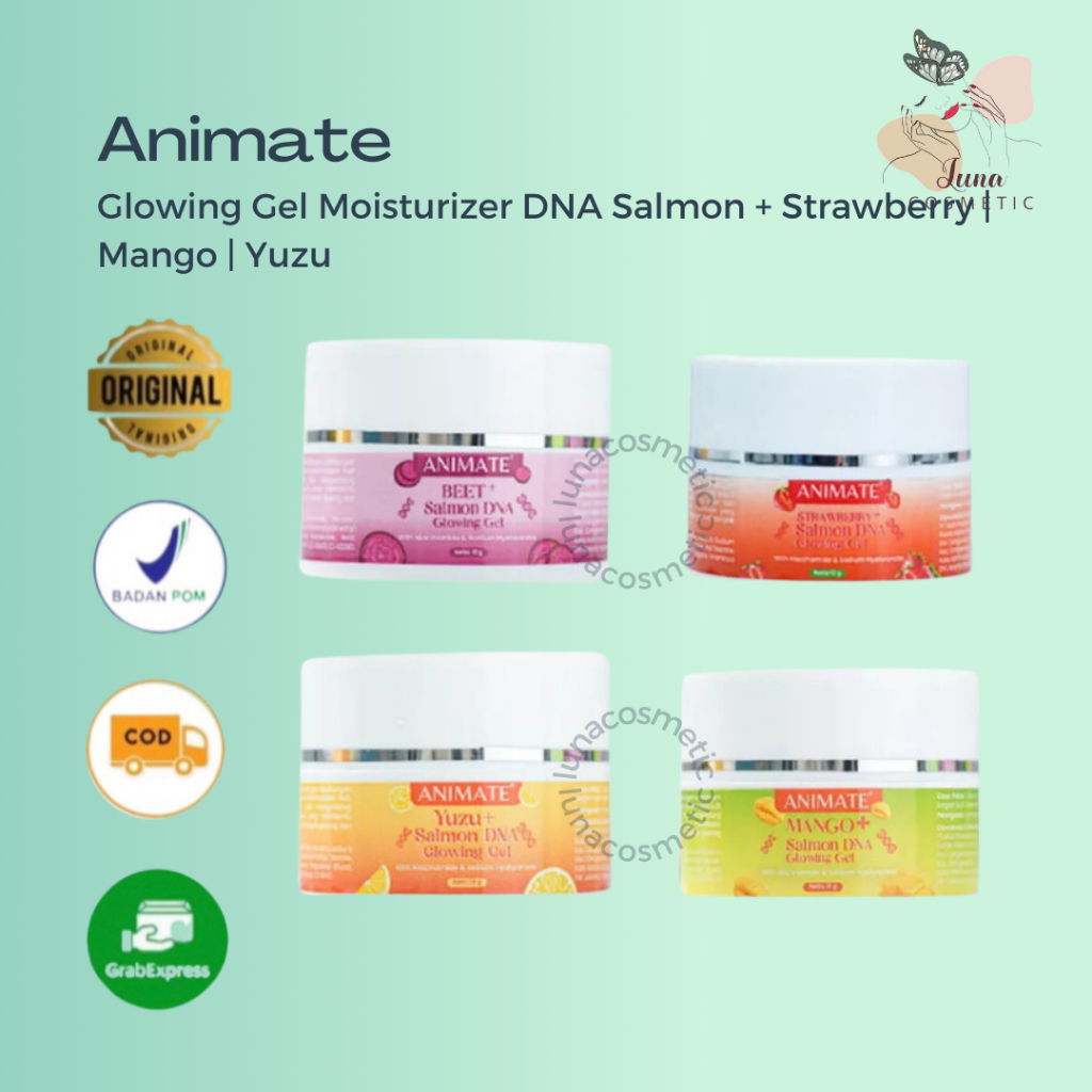 Jual Animate Glowing Gel Moisturizer DNA Salmon + Strawberry | Mango ...