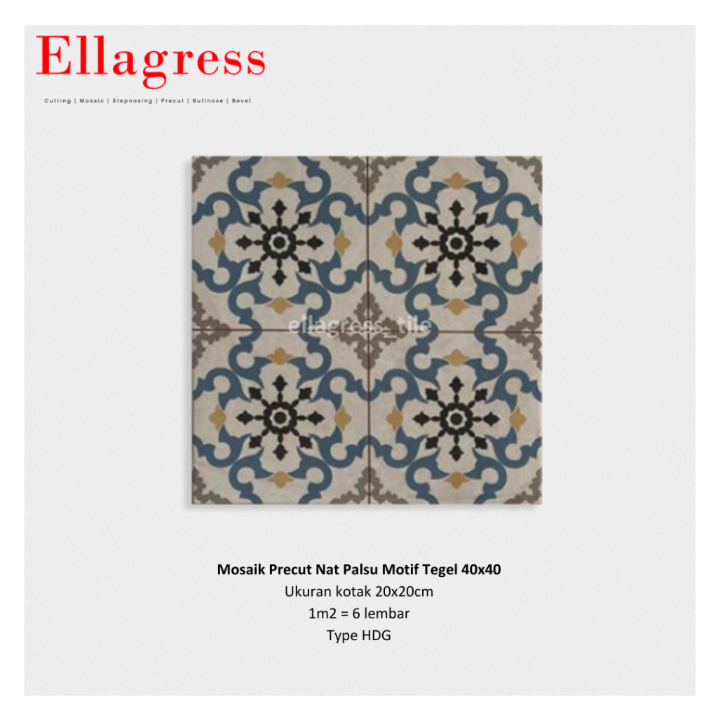 Jual Ellagress Mosaik Precut Nat Palsu Kotak Keramik 40x40 MOTIF TEGEL ...