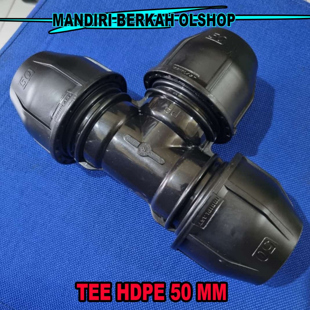 Jual Fitting HDPE Equal Tee HDPE / Tee Pipa HDPE - 50mm ( 1-1/2" inch ) | Shopee Indonesia