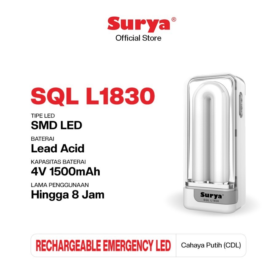 Jual Lampu Emergency Surya SQL L-1830 Emergency Lamp Lampu Darurat LED ...