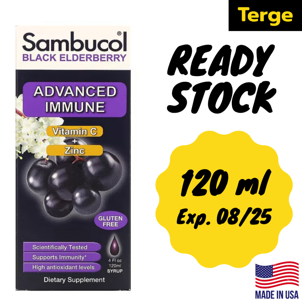 Jual Sambucol Black Elderberry Syrup Advance Immune Vitamin C Zinc Natural Berry 120 ml | Shopee ...