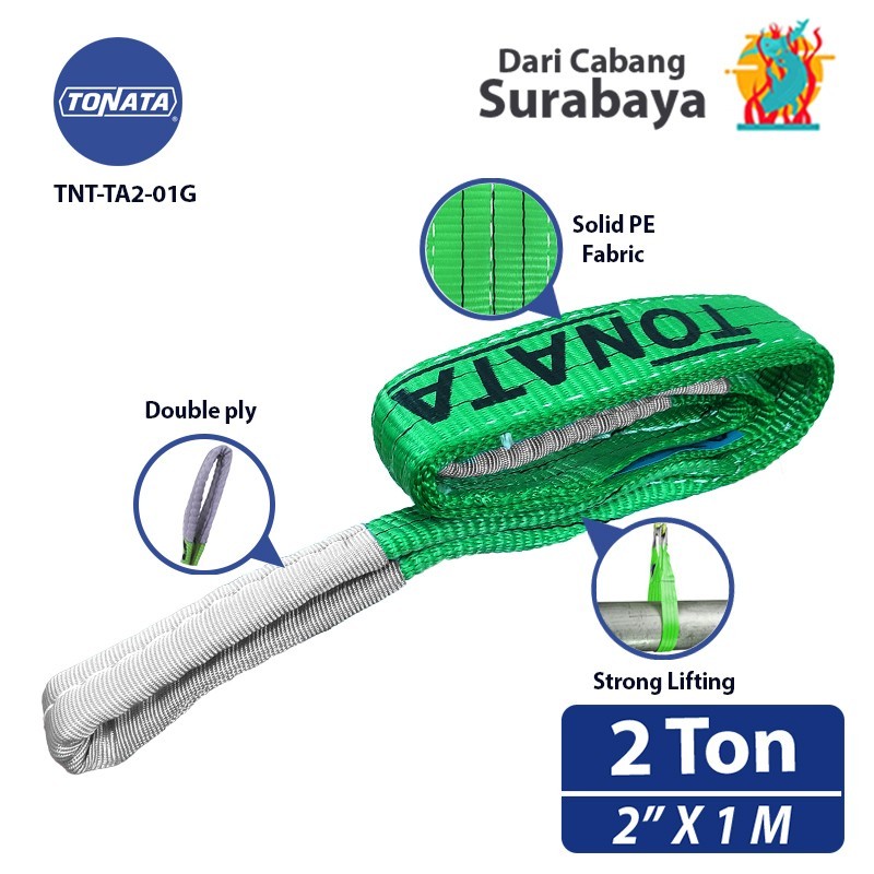 Jual Webbing Sling Belt 2 Ton x 1 M Green Tonata / Tali Angkat Double Ply | Shopee Indonesia