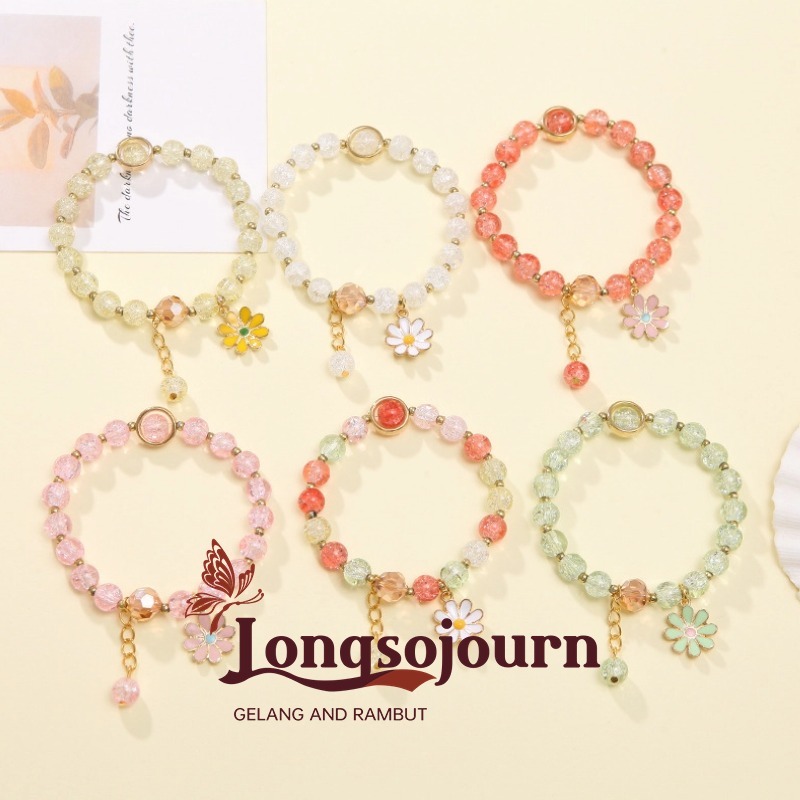 Jual COD Gelang Kristal Wanita Gelang Daisy Bunga Matahari Kuarsa Mawar ...
