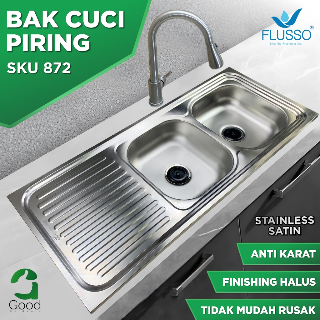 Jual Flusso Kitchen Sink Zink Tempat Bak Alat Cuci Piring Wastafel ...