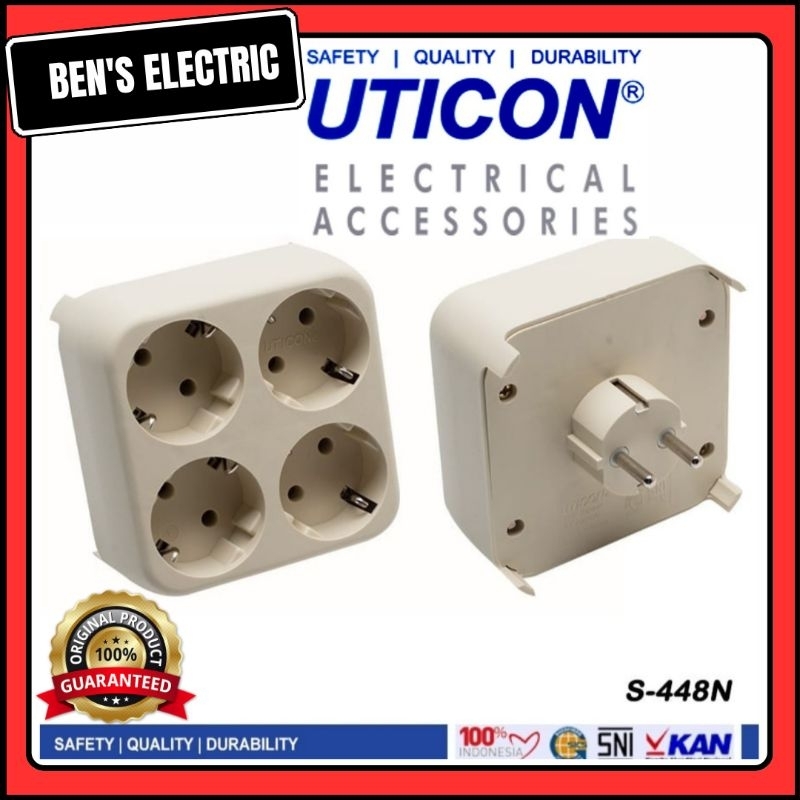 Jual stop kontak arde 4 soket uticon 4 in 1 S 448N | Shopee Indonesia