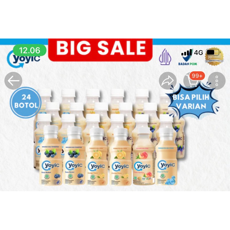 Jual yoyic minuman mengandung susu 130ml*24 original, jeruk, blubery | Shopee Indonesia