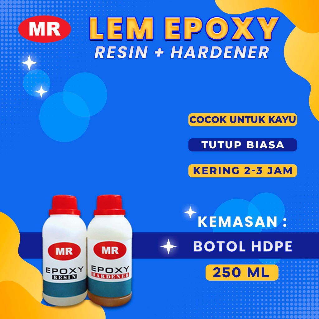 Jual Lem EPOXY Resin Hardener MR Kemasan Botol 250gram | Shopee Indonesia