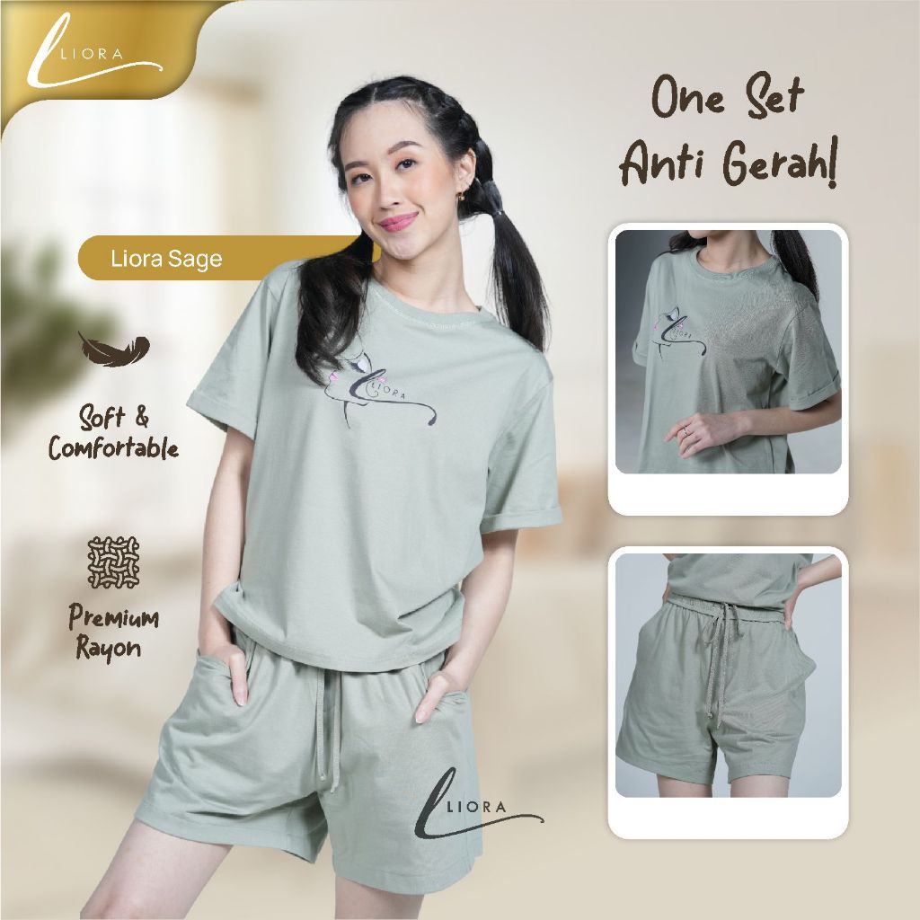 Jual One Set Setelan Rayon Premium Liora Sage CB Baju Rumahan Wanita Motif Terbaru Adem Nyaman ...