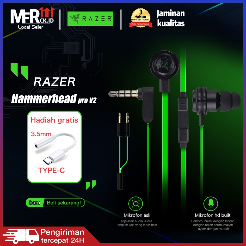 Jual [Hadiah gratis]Razer Hammerhead Pro V2 Ori Noise-canceling gaming ...