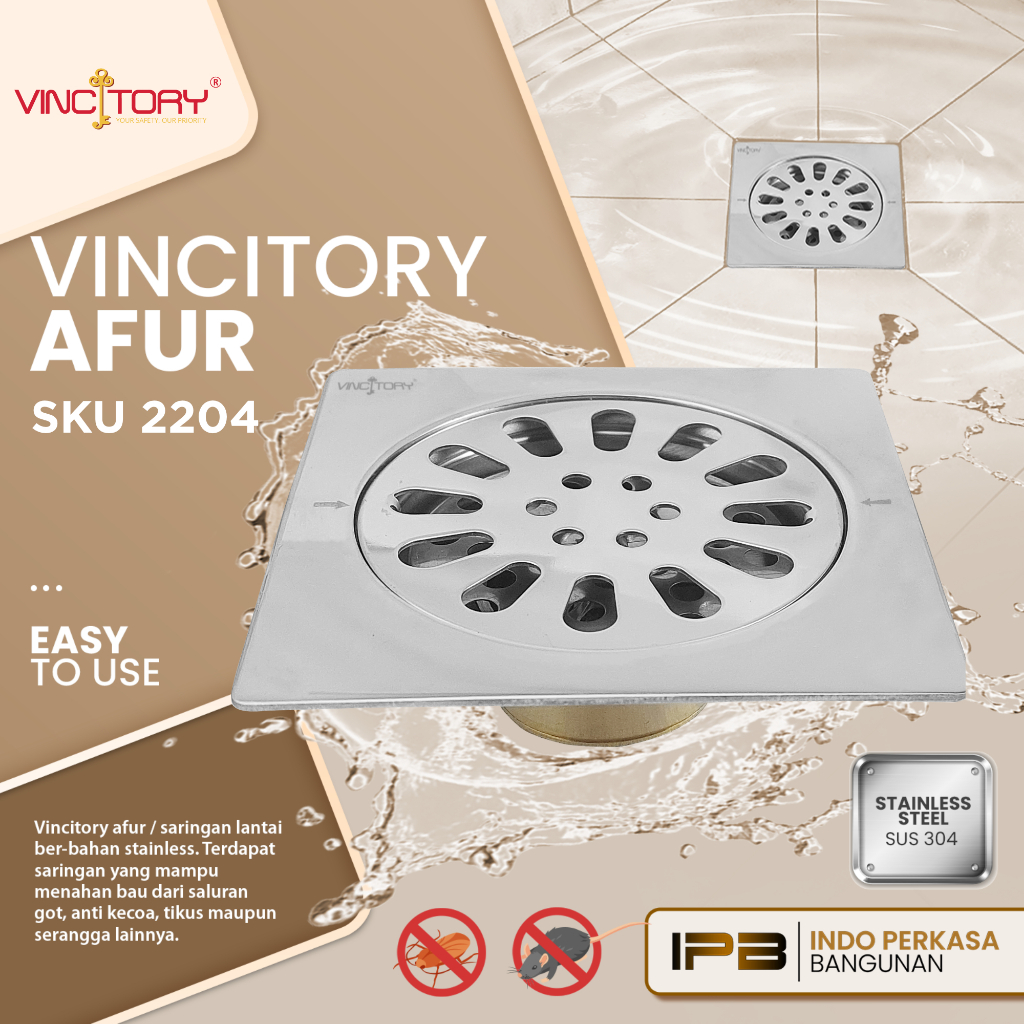 Jual VINCITORY Afur Lantai Saringan Got Stainless Katub Kuningan Floor Drain Anti Serangga Anti ...