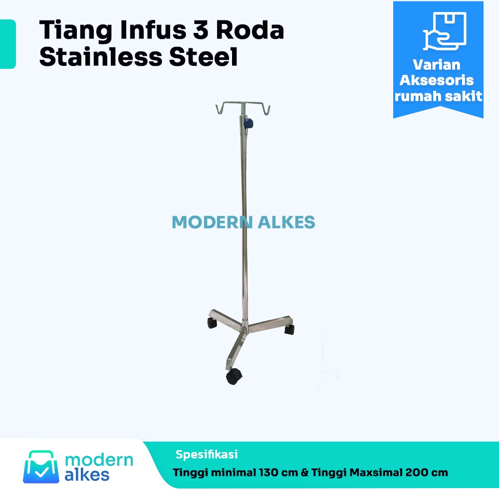 Jual Tiang Infus Stainless Steel 3 Roda - Tiang Infus Rumah Sakit 3 ...