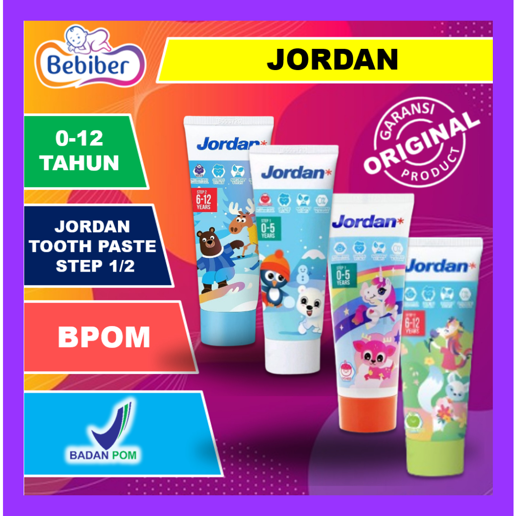 Jual Jordan Oral Care Kids Toothpaste Step 1 / Step 2 / Pasta Gigi Anak ...
