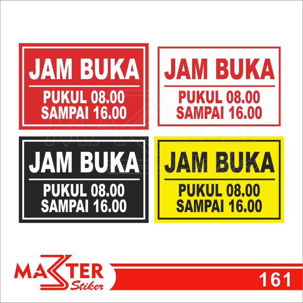 Jual 161 - Stiker Jam Buka Kantor, Toko atau Warung, Sticker Vinyl ...