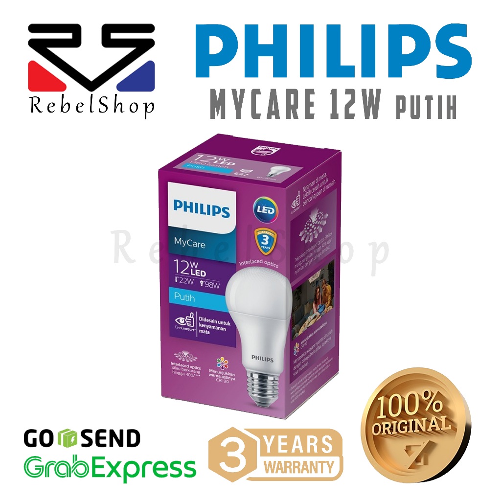 Jual Lampu Bohlam LED Philips Mycare Bulb 12 Watt Putih (12W 12 W 12Watt) | Shopee Indonesia