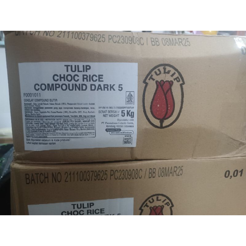 Jual Tulip choc rice compound dark 5kg | Shopee Indonesia