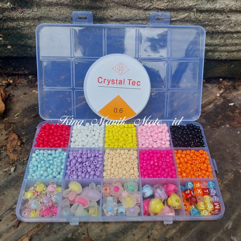 Jual Manik manik Mote Pasir 6/o 4mm + Manik Toping Free Box (Free Senar Elastis) COD Termurah ...
