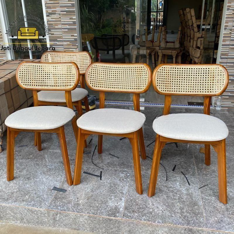 Jual Kursi Makan Cafe Resto Kacang Rotan Jok - Kursi Cafe Kayu Jati Minimalis Retro Scandinavian ...