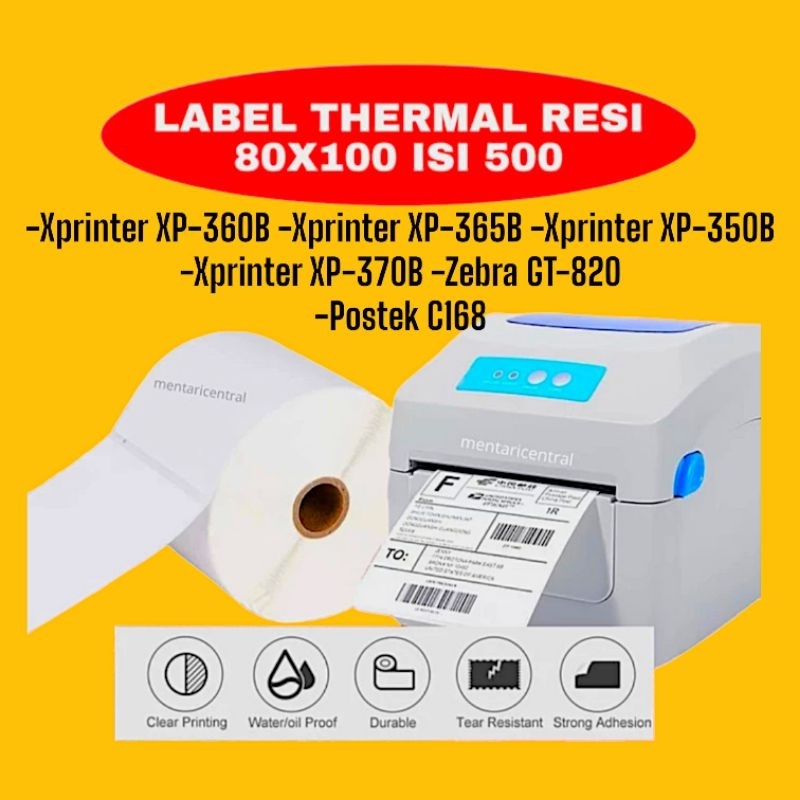Jual KERTAS LABEL BARCODE 80x100mm (500pcs) - STIKER LABEL THERMAL 80mm ...