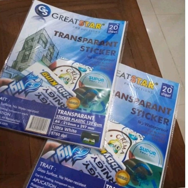 Jual Stiker Bening Plastik Transparan A4 Transparant Sticker Plastic ...