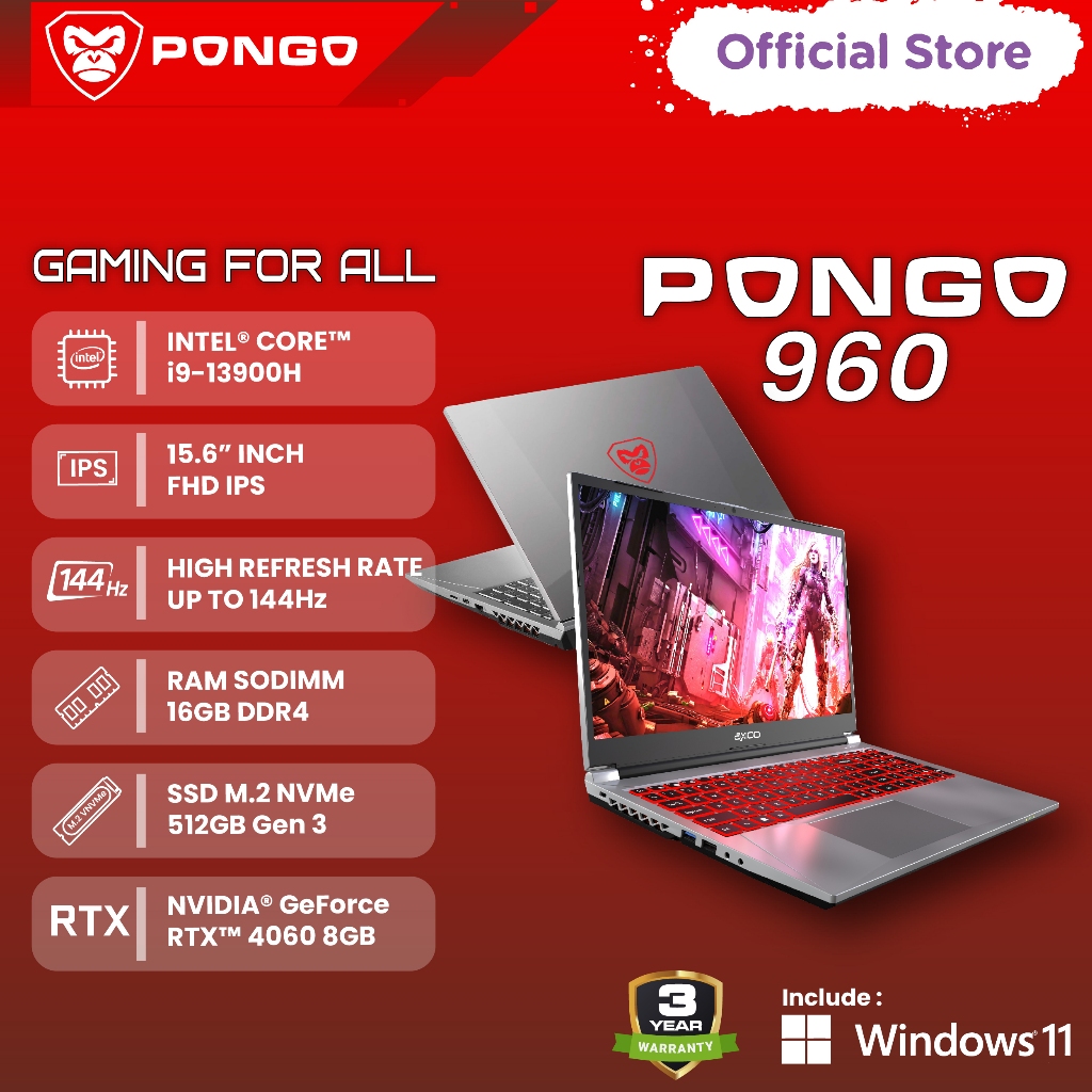 Jual PONGO GAMING Pongo 960 Intel Core i9-13900H/16GB/512GB/RTX 4060 ...