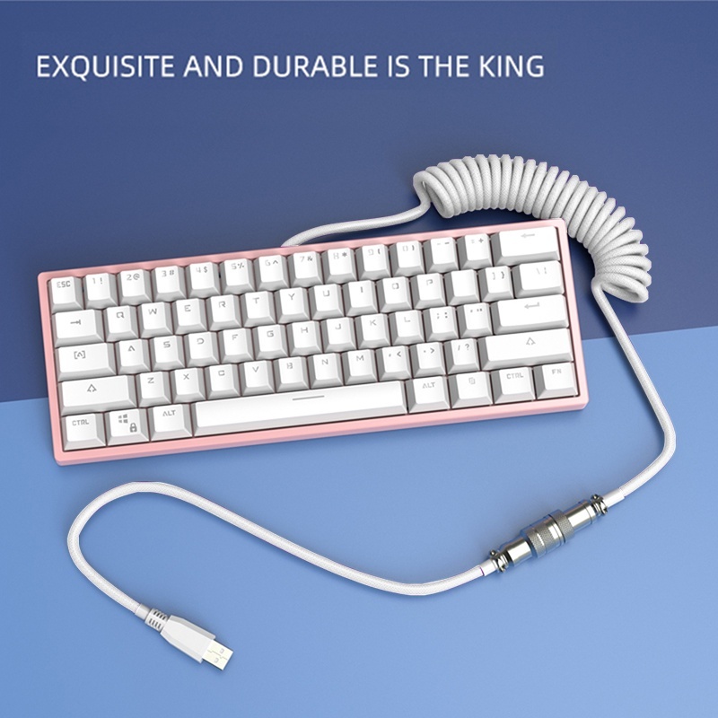 Jual Custom Make Single Sleeved PET Mechanical Keyboard Coiled USB to ...
