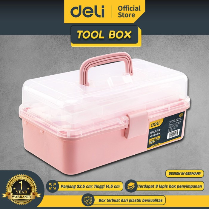 Jual Deli Art Toolbox / Kotak Perkakas Plastik 13" 2 Tingkat Kuat ...