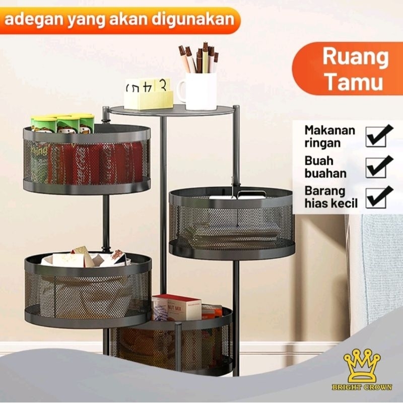 Jual rak susun serbaguna / rak troli besi putar ringkas | Shopee Indonesia