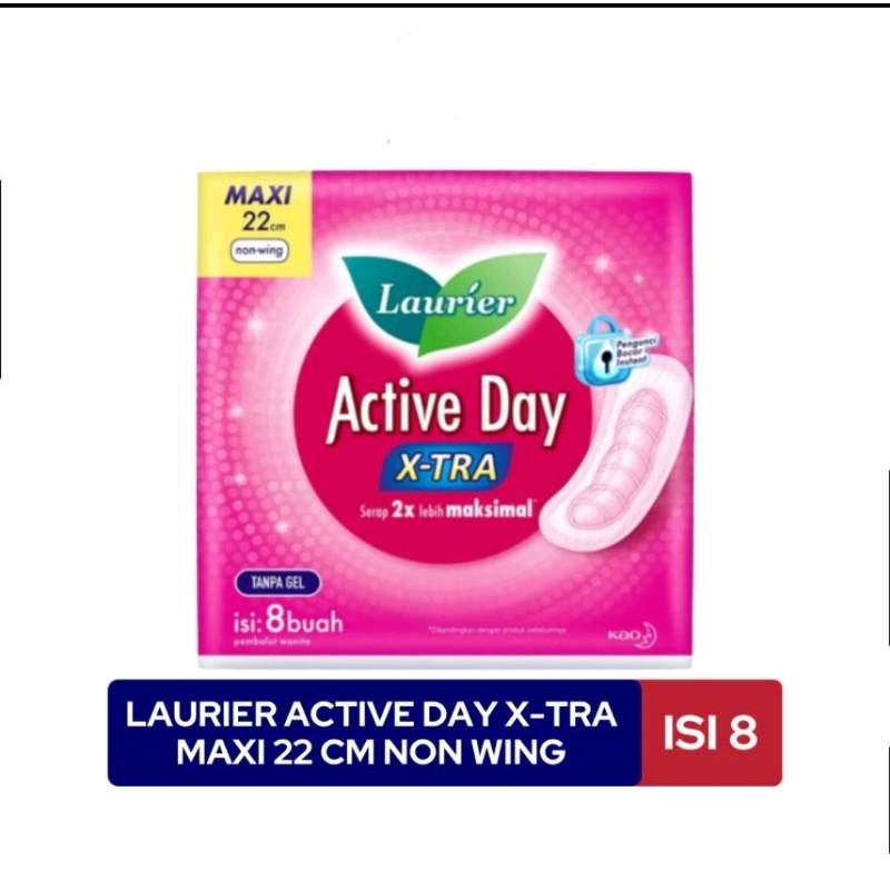 Jual Laurier Active Day Super Maxi 22 cm Non Wing isi 8 - Pembalut ...