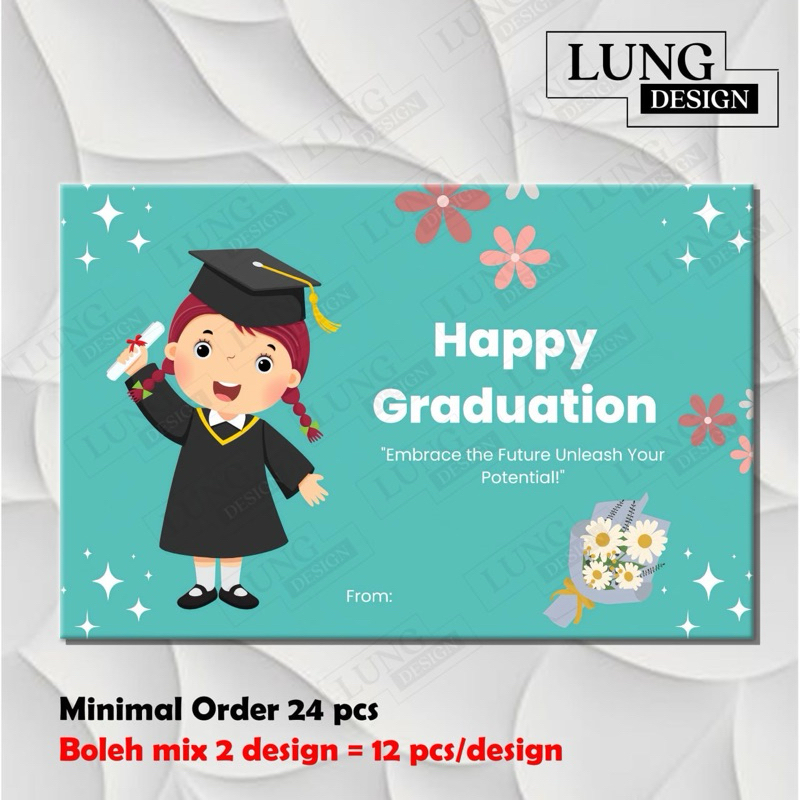 Jual (Harga 1 pack isi 24 PCS ) GRADUATION CARD / KARTU UCAPAN WISUDA ...