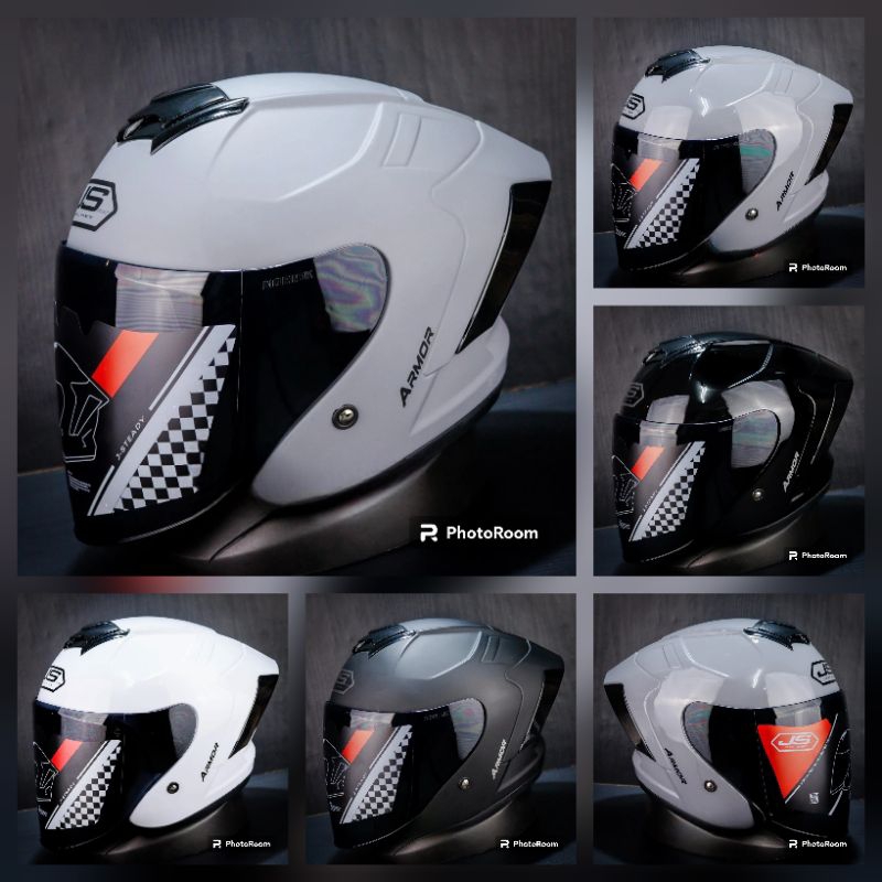 Jual helm JS armor half face solid sni warna dark grey gloss | Shopee ...