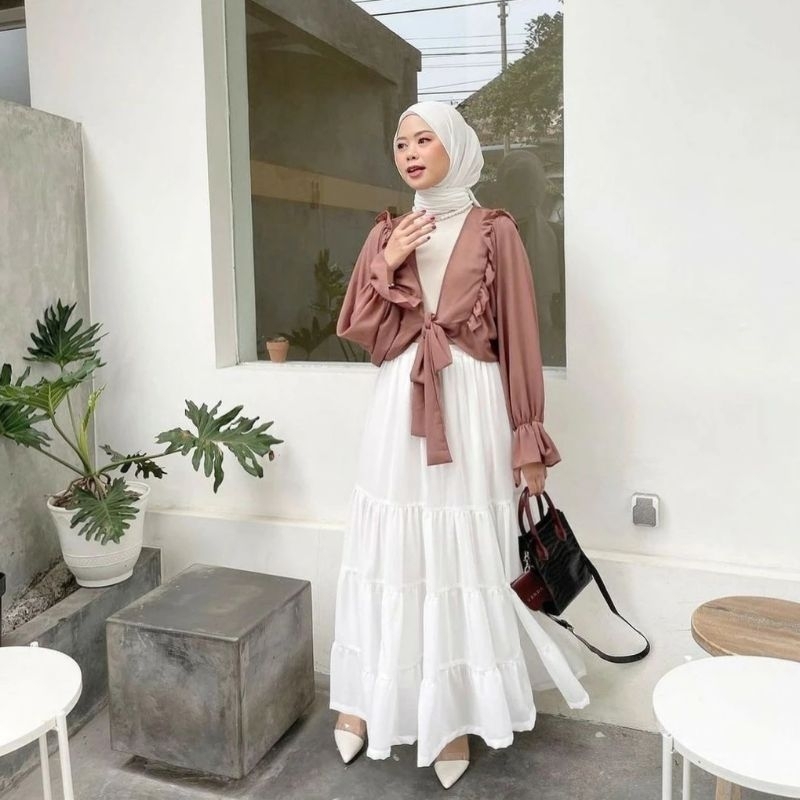 Jual Hayget Rok Ruffle Skirt 3 Susun + Kantong ( Kiri & kanan ) / Rok ...