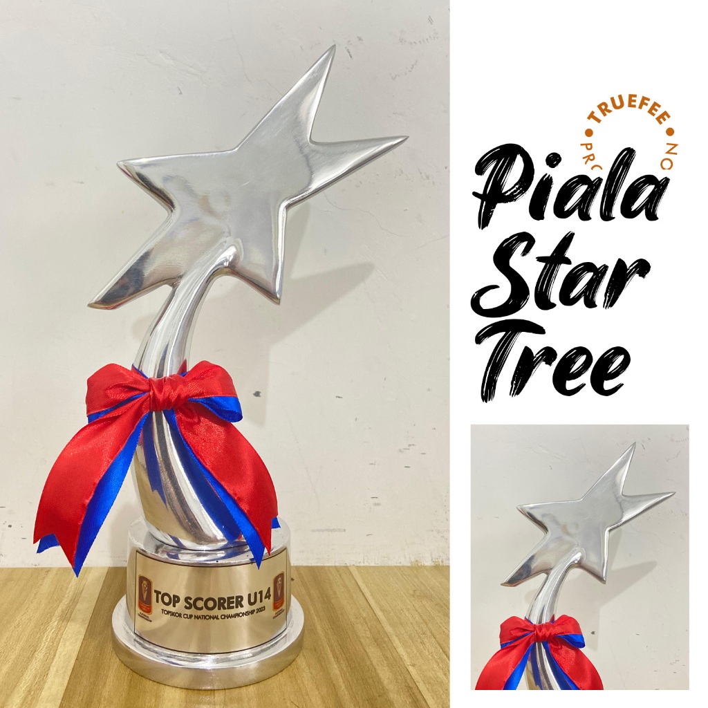 Jual PIALA LOGAM ALUMUNIUM POHON BINTANG STAR TREE TROPHY ELEGAN UNIK ...