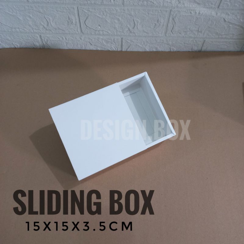 Jual SLIDING BOX PUTIH UK 15X15X3.5CM CUSTOM DESIGN | Shopee Indonesia