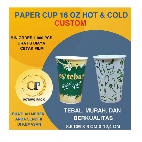 Jual PAPER CUP 16 OZ HOT / PAPER CUP 16 OZ COLD / CUSTOM PRINTING ...